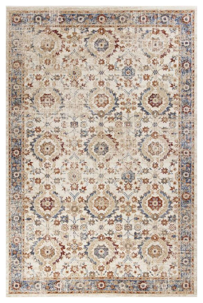 5' X 8' Ivory And Blue Floral Vines Area Rug - Contemporary - Area Rugs ...