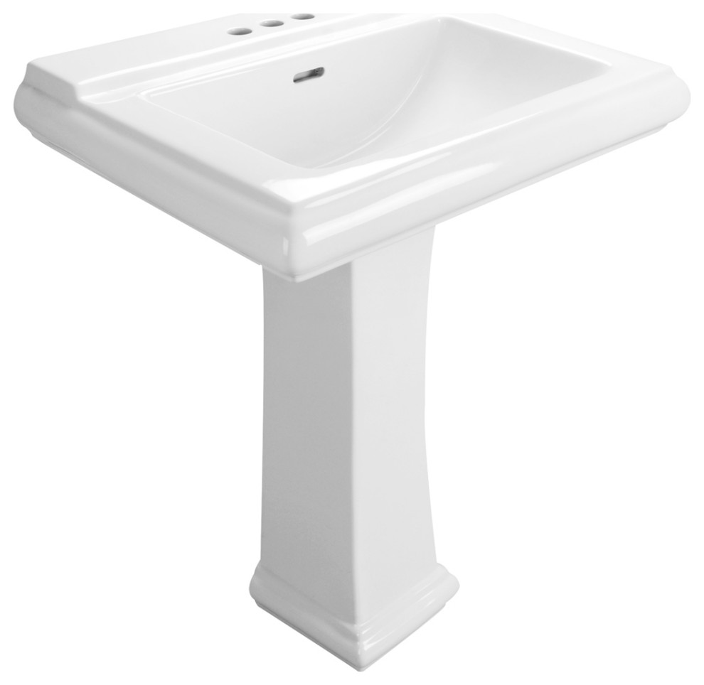Apex 26 12 Tall White Vitreous China Rectangular Pedestal Bathroom Sink Traditional