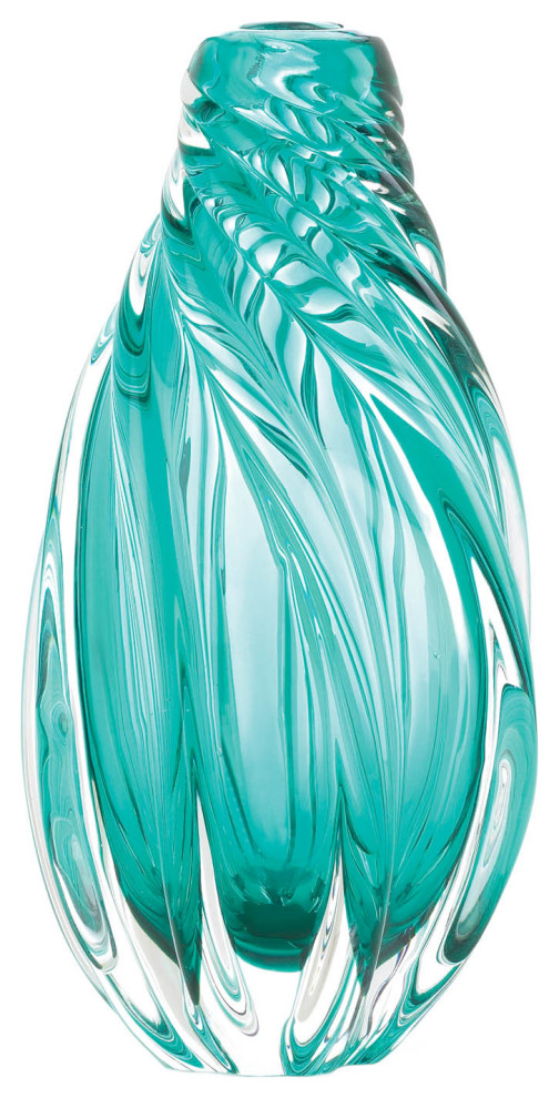 Ocean Aqua Spiral Art Glass Vase - Contemporary - Vases - by The House ...