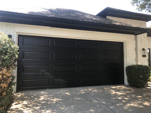 Black Long Raised Panel Garage Doors - Contemporary - Garage - Dallas ...