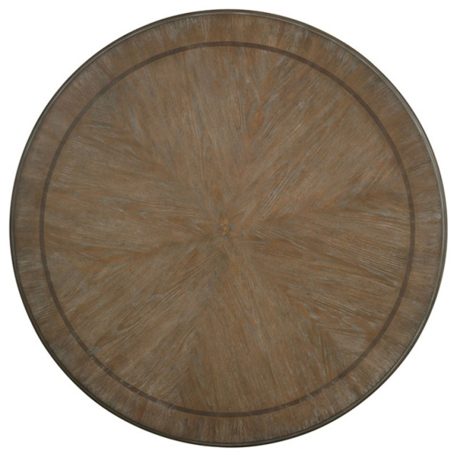 Bowery Hill Rustic Wood Round Dining Table in Antique White Finish ...