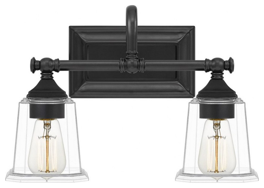 2 Light Transitional Bathroom Light Fixture-Earth Black Finish - Wall ...