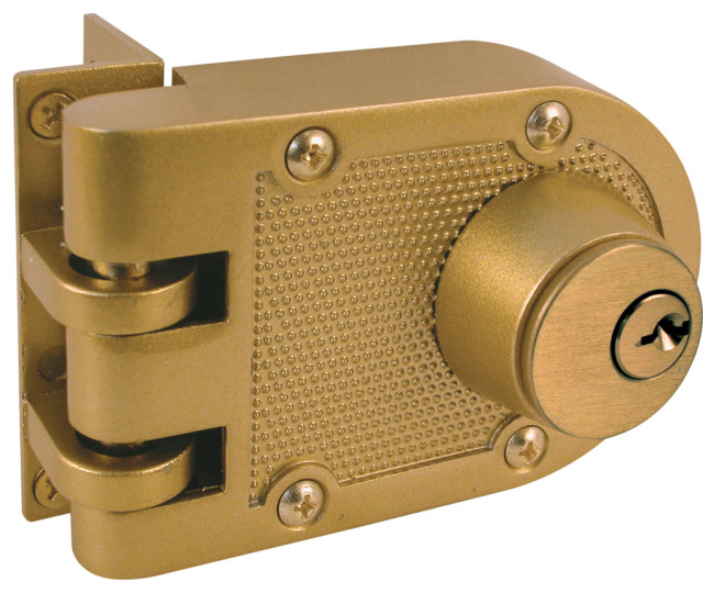 Jimmy-Resistant Deadlock, Diecast, Brass Color, Angle Strike, Double ...