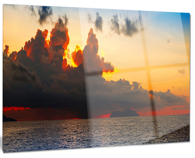 "Beautiful Sunset over the Clouds" Glossy Metal Wall Art, 40"x30 ...