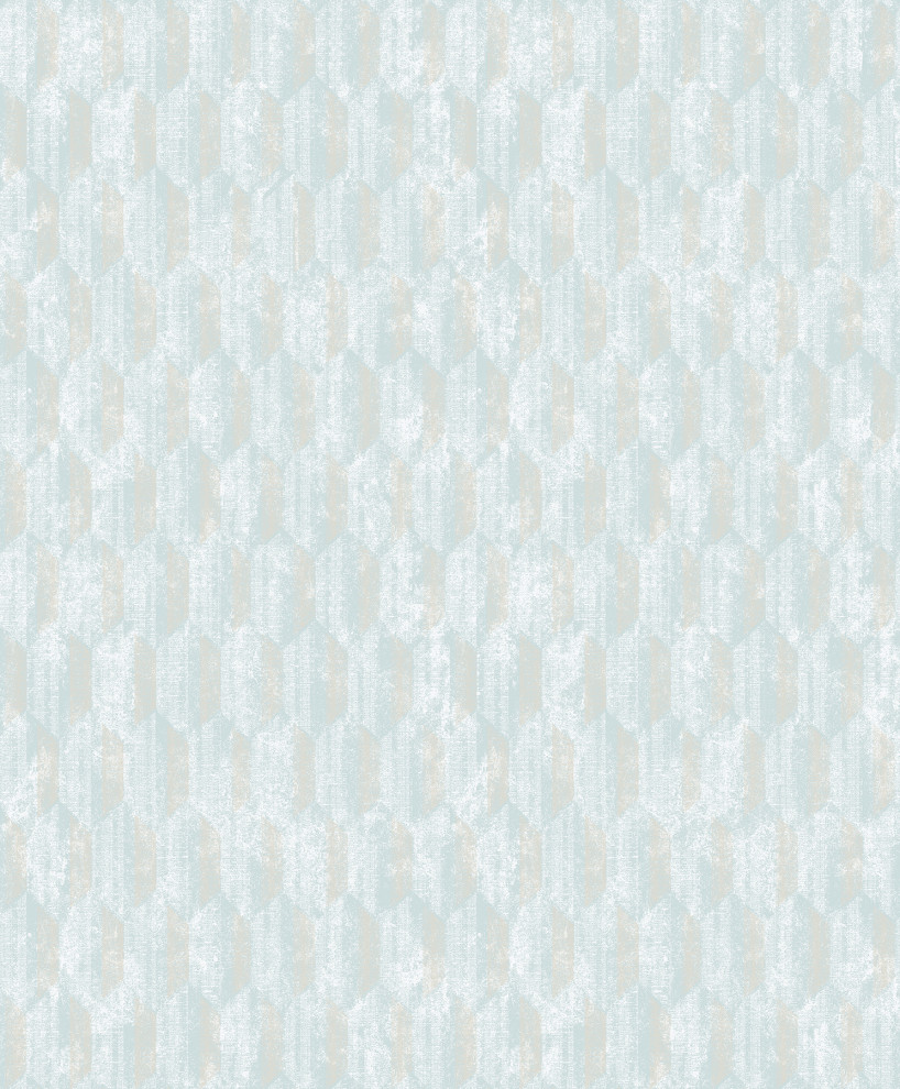 Kendall Light Blue Geometric Wallpaper - Contemporary - Wallpaper - by ...