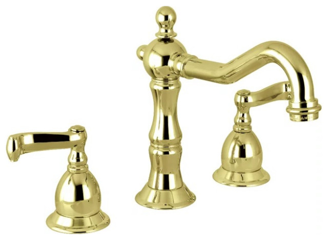 Traditional Widespread Bathroom Faucet, High Arched Spout and Scrolled ...