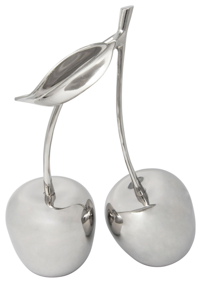 Sagebrook Home Aluminum 12" Cherry Decoration, Silver - Farmhouse ...