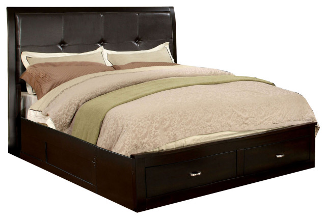Modern Full Size Storage Platform bed with Leatherette Headboard ...