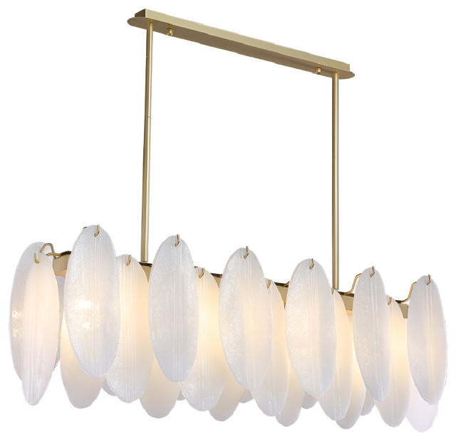 Acquacanina | Luxury Rectangle Gold Glass Modern Chandelier, L41.3 ...