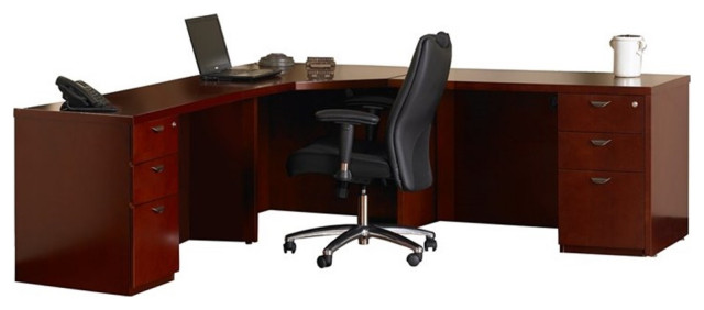 Scranton & Co Corner Table Two Returns and Two Box-Box-File Pedestals ...