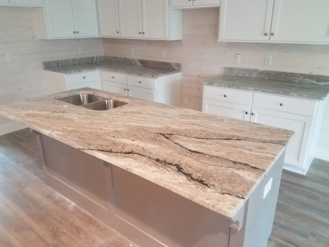 Fantasy Brown Dolomite Countertops with White Cabinets - Kitchen ...