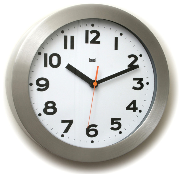11" Brushed Aluminum Wall Clock Mega White - Wall Clocks - by BAI ...