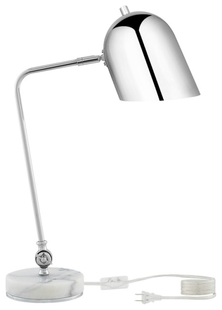 22" Silver Metallic Iron Desk Table Lamp With Silver Metallic Bell ...