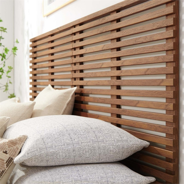 Modway Render Wall Mount Modern Wood King Headboard in Walnut ...
