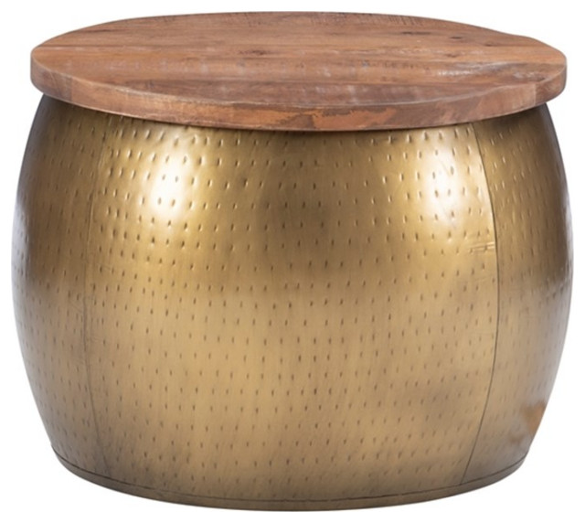 Home Square 2-Piece Set with Metal Drum Table and Drum Side Table ...