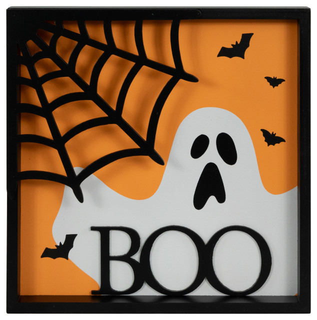9.75" Framed 3D Boo Halloween Wall Sign - Contemporary - Holiday ...