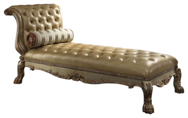 Acme Dresden Chaise in Golden Patina - Victorian - Indoor Chaise Lounge ...