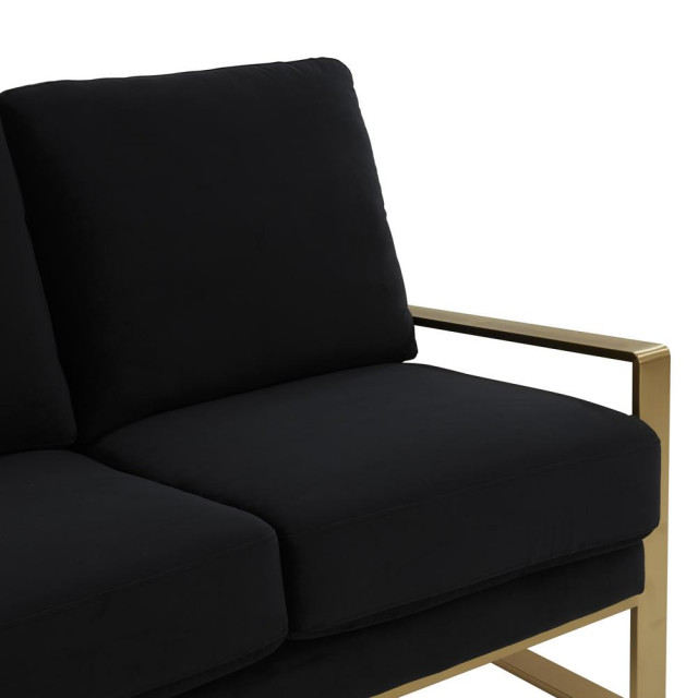 LeisureMod Jefferson Contemporary Modern Design Velvet Sofa With Gold ...