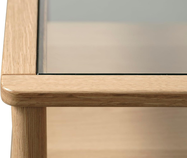 Unique Coffee Table, Wooden Frame With Open Shelf & Clear Glass Top ...