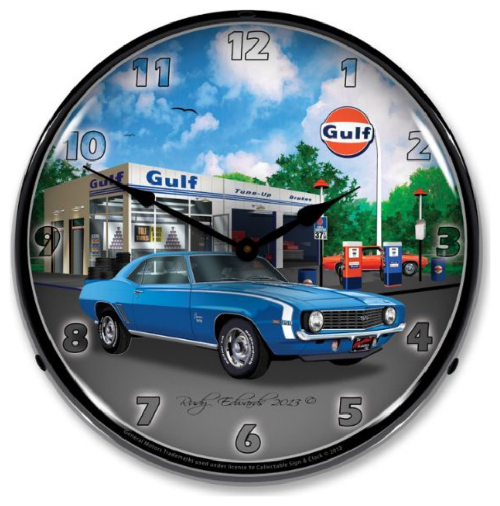 GMRE1306450 1969 SS Camaro Gulf Clock - Midcentury - Wall Clocks - by ...