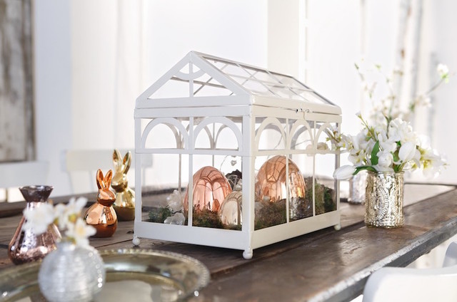 Decorative White Metal Tabletop Greenhouse/Terrarium - Farmhouse ...