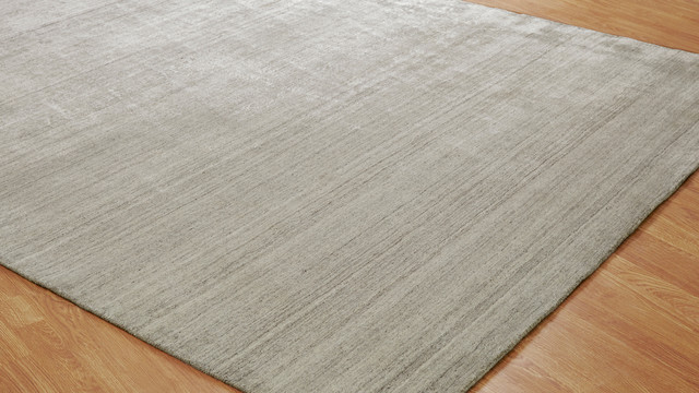 MERIDIAN Oatmeal Hand Made Wool and Silkette Area Rug, 12' x 15 ...