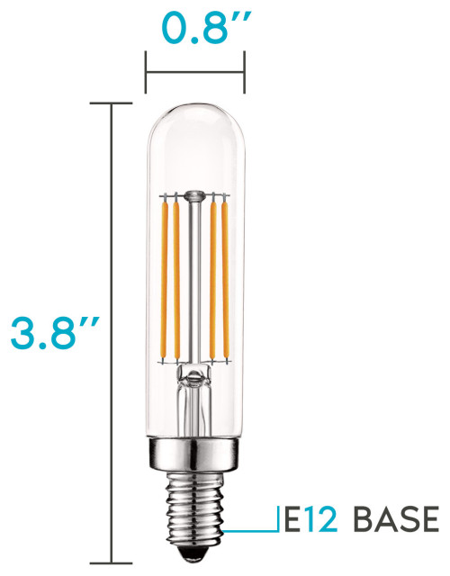 E12 LED Tube Bulb T6 T6.5 Edison Warm White Candle 5W 12-Pack ...