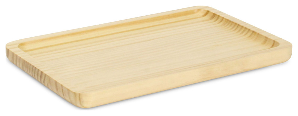 Kishen Ridge Rectangular Natural Wood Glossy Tray - Transitional ...