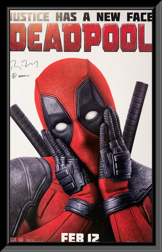 Deadpool signed movie poster autographed by Ryan Reynolds, 27x40 inches ...