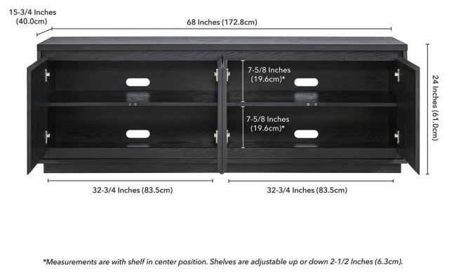 Presque Rectangular TV Stand for TV's up to 80 in Black Grain ...
