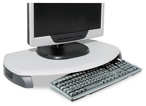 Two-Tone Gray LCD/CRT Stand With Keyboard Storage - Contemporary - Desk ...