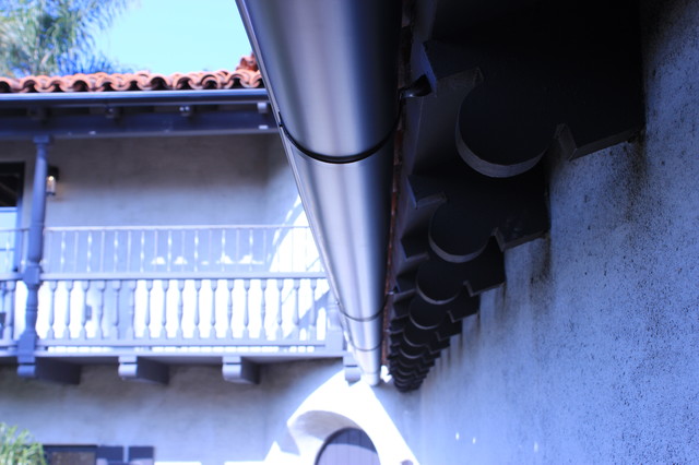 Half Round Gutter with Custom Brackets, Hollywood Hills - Mediterranean ...