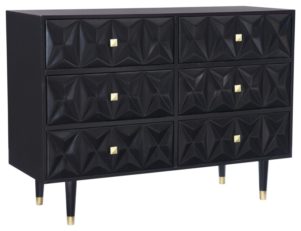 6-Drawer Geo Texture Dresser Black - Midcentury - Dressers - by ...