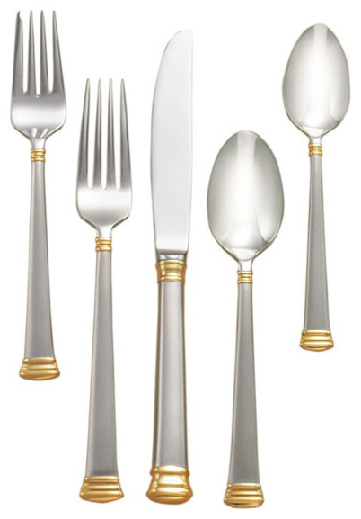 Lenox Eternal Gold 60-Piece Flatware Set, Serves 12 - Traditional ...