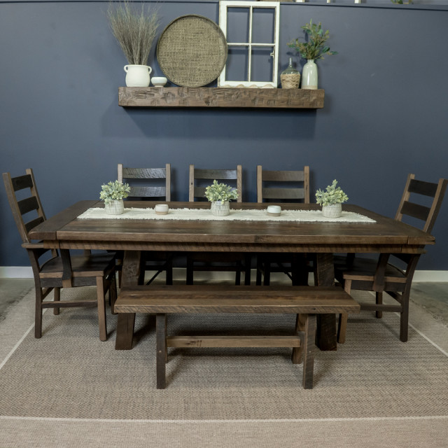 Montana Dining Table, Reclaimed Barnwood, 54x78, 2 Breadboard Exts ...