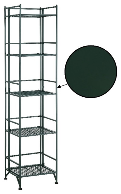 Xtra Storage Five-Tier Folding Metal Shelf in Forest Green Metal Frame ...