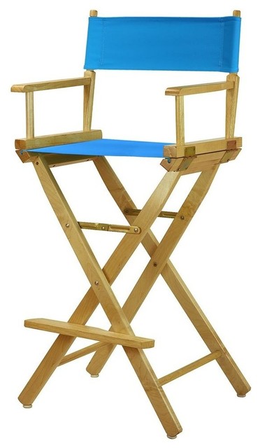30" Director's Chair, Natural Frame, Turquoise Canvas - Contemporary ...