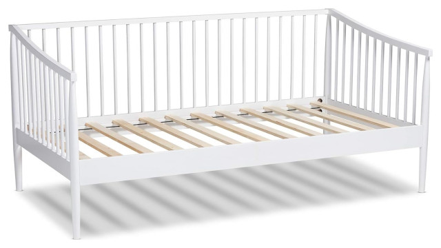 Elegant White Spindle Design Daybed with Rubberwood Frame, Single Size ...
