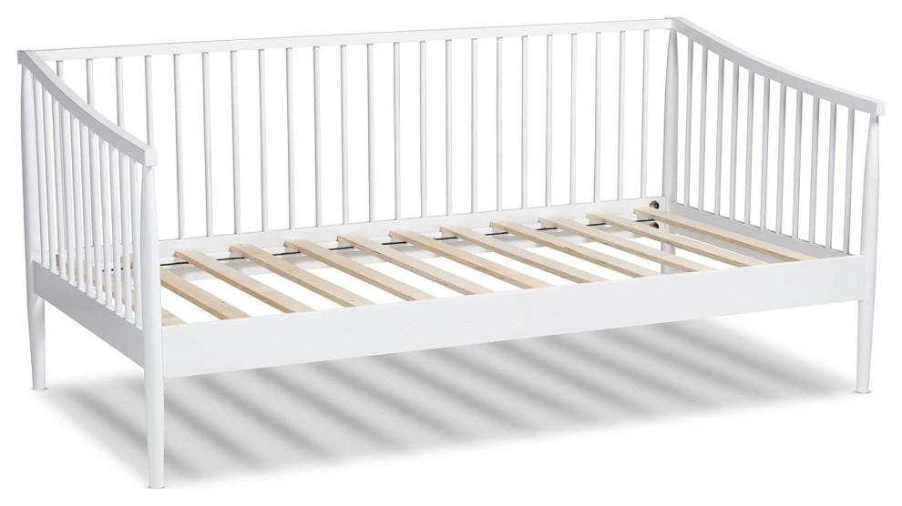 Elegant White Spindle Design Daybed with Rubberwood Frame, Single Size ...