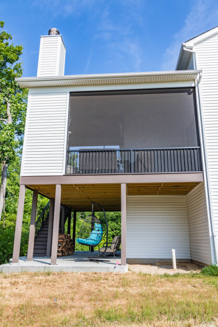 Screen Room Deck with Corner Fireplace - Modern - Deck - St Louis - by ...