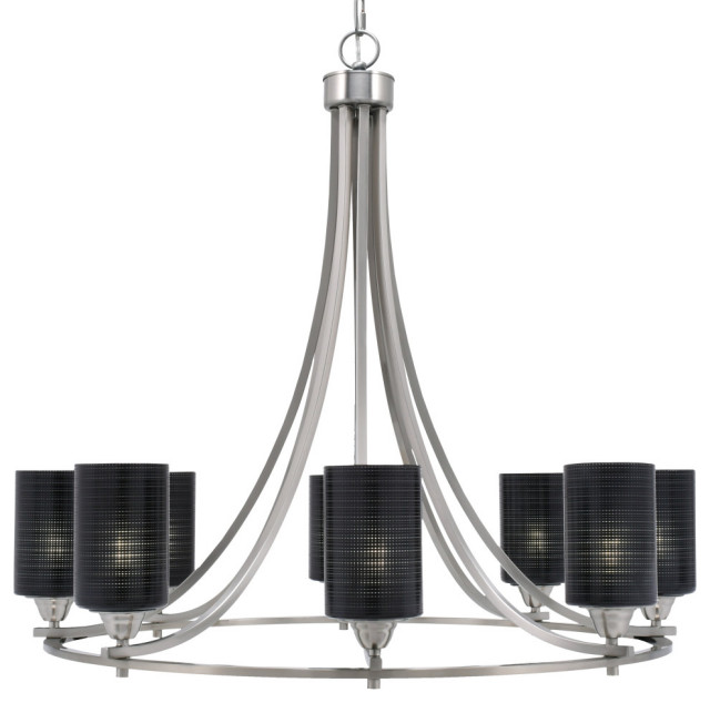 Paramount 8-Light Chandelier, Brushed Nickel, 4" Black Matrix Glass ...