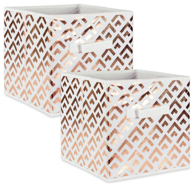 DII 11" Square Polyester Cube Double Diamond Storage Bin in Copper (Set ...