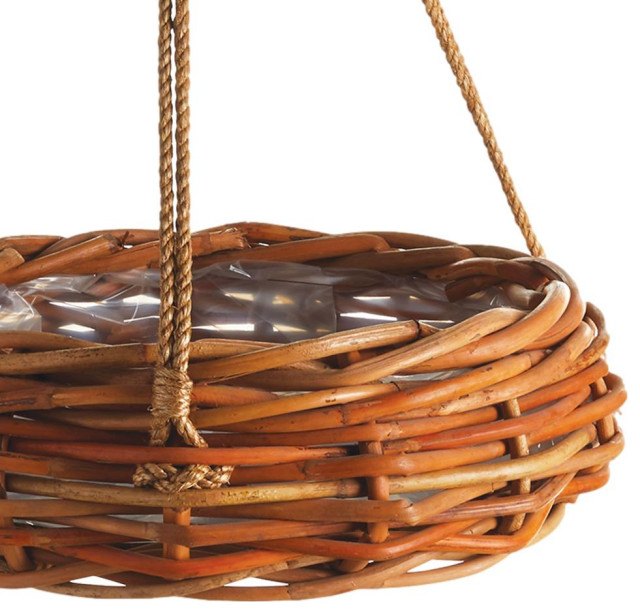 Classic Round Rattan Hanging Basket 24 in Cottage Chic Rustic Farmhouse ...