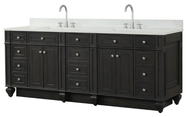 Winston Traditional Walnut 84" Double Vanity - Traditional - Bathroom ...