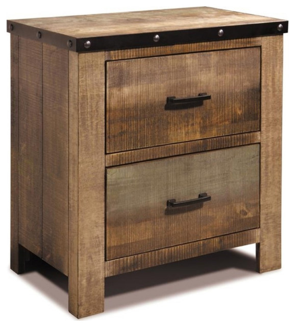 Pemberly Row 2-drawer Farmhouse Wood Nightstand Antique Multi-Color ...