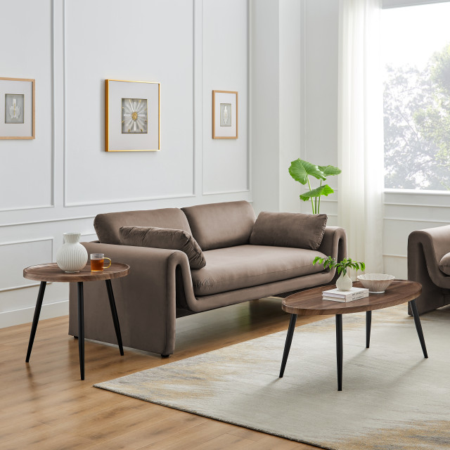 Danya B. Paxton Side Table With Modern Black Metal Taper Legs Round ...