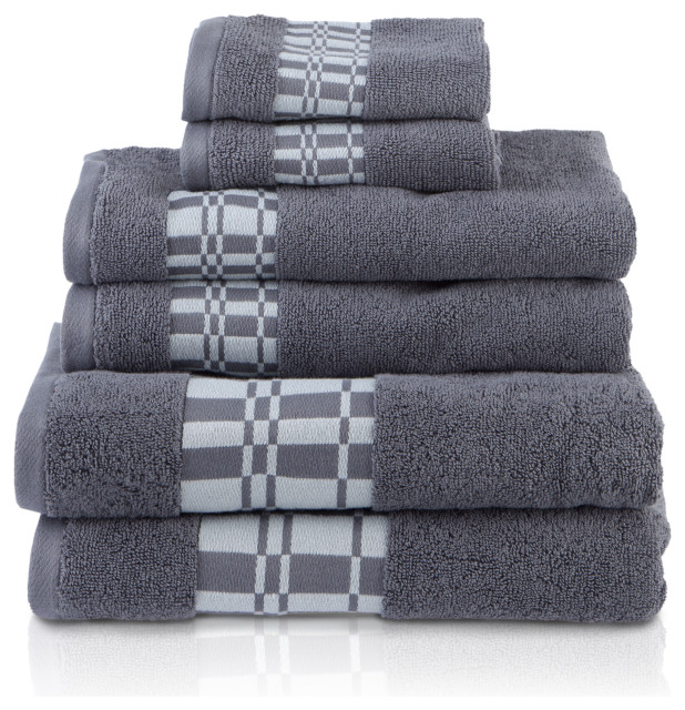 Cotton Assorted 6-Piece Modern Geometric Absorbent Towel Set ...