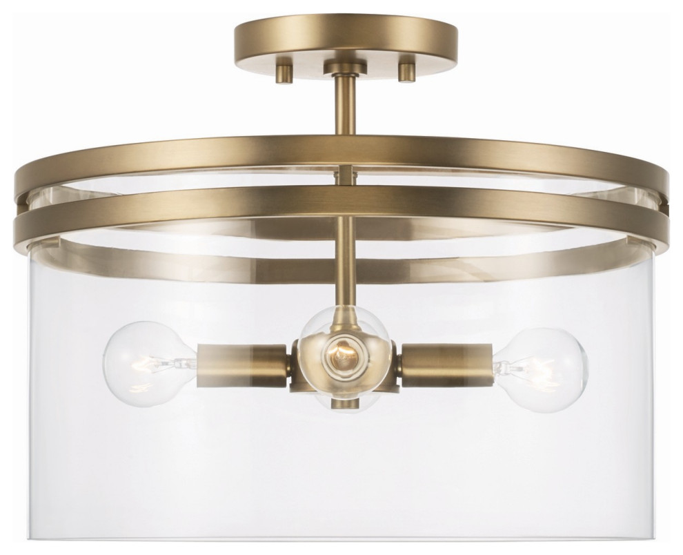 Fuller 4-Light Semi-Flush Mount, Aged Brass - Transitional - Flush ...