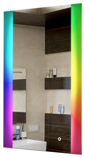 Frosted Bathroom Vanity Multi-Color Dimming LED Wall Mirror - 24" x 36 ...