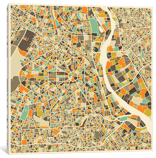"Abstract City Map of New Delhi" by Jazzberry Blue, 12x12x.75, 37x37x1 ...